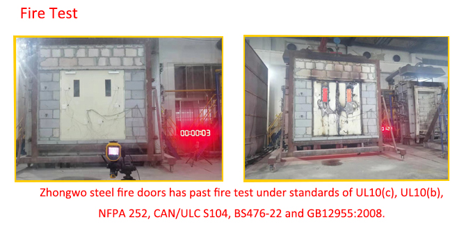 Steel Insulated Fire Door With Vision Panel /Walnut Wood Grain Finish ...