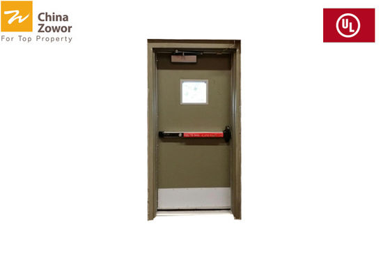 90 minute Fire Rated Steel Insulated Fire Door With Panic Bar/ Powder ...